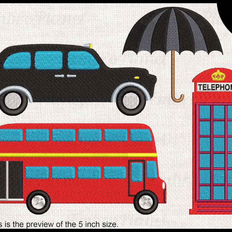 Embroidered Red Bus - Etsy UK