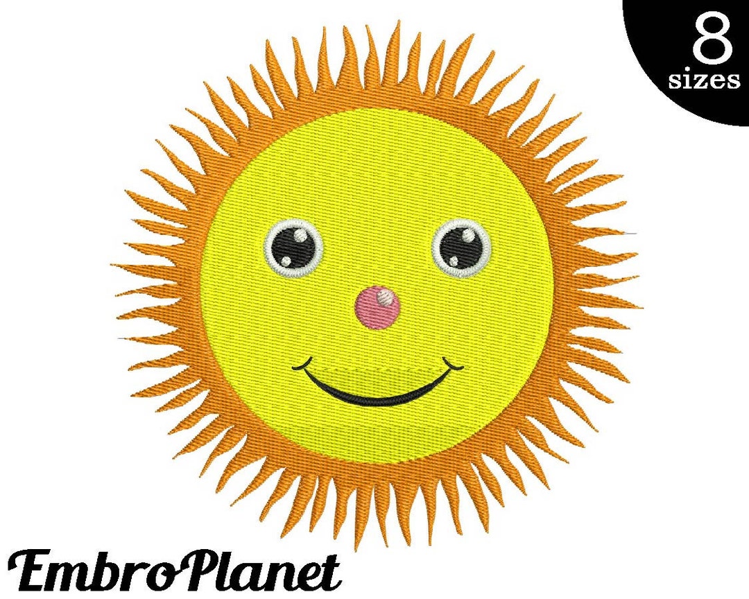 Cute Sun - Design for Embroidery Machine Instant Download Digital ...
