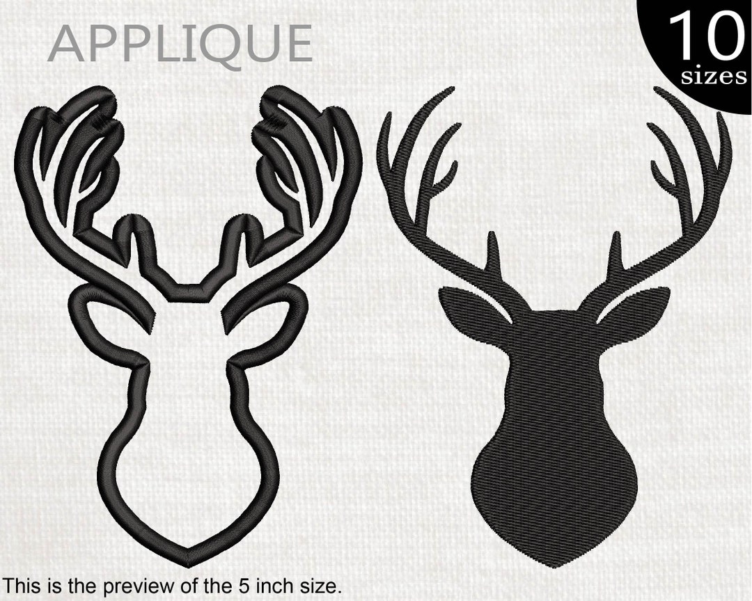 Reindeers - Design for Embroidery Machine Digital Graphic Filled Stitch ...