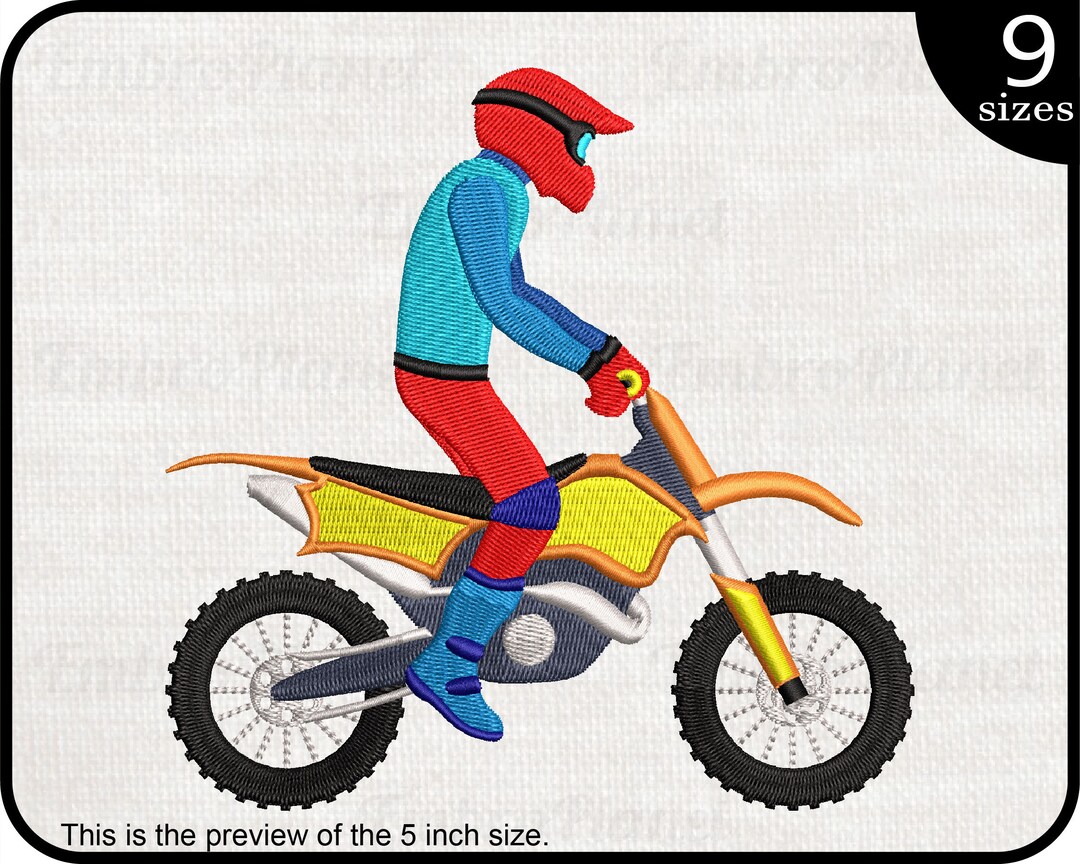 Motocross Biker - Design for Embroidery Machine Instant Download ...