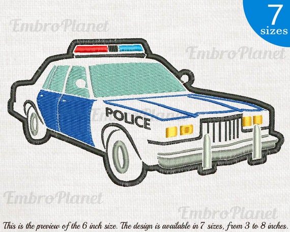Old Police Car Design for Embroidery Machine Instant | Etsy
