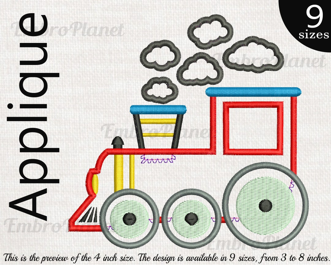 Applique Train Design for Embroidery Machine Digital Graphic File ...