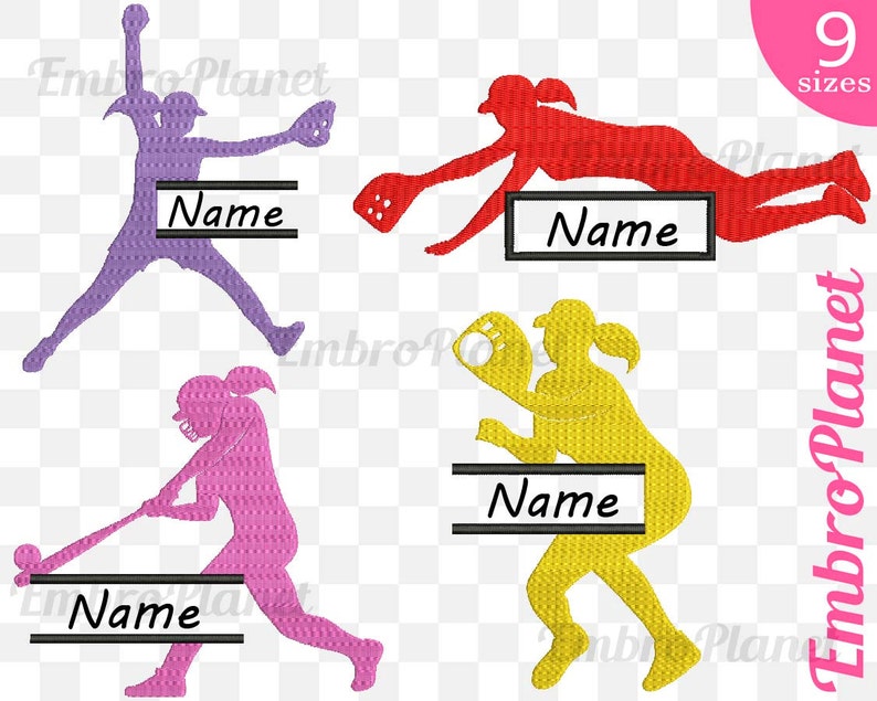 Split Softball Girls Designs for Embroidery Machine Instant - Etsy