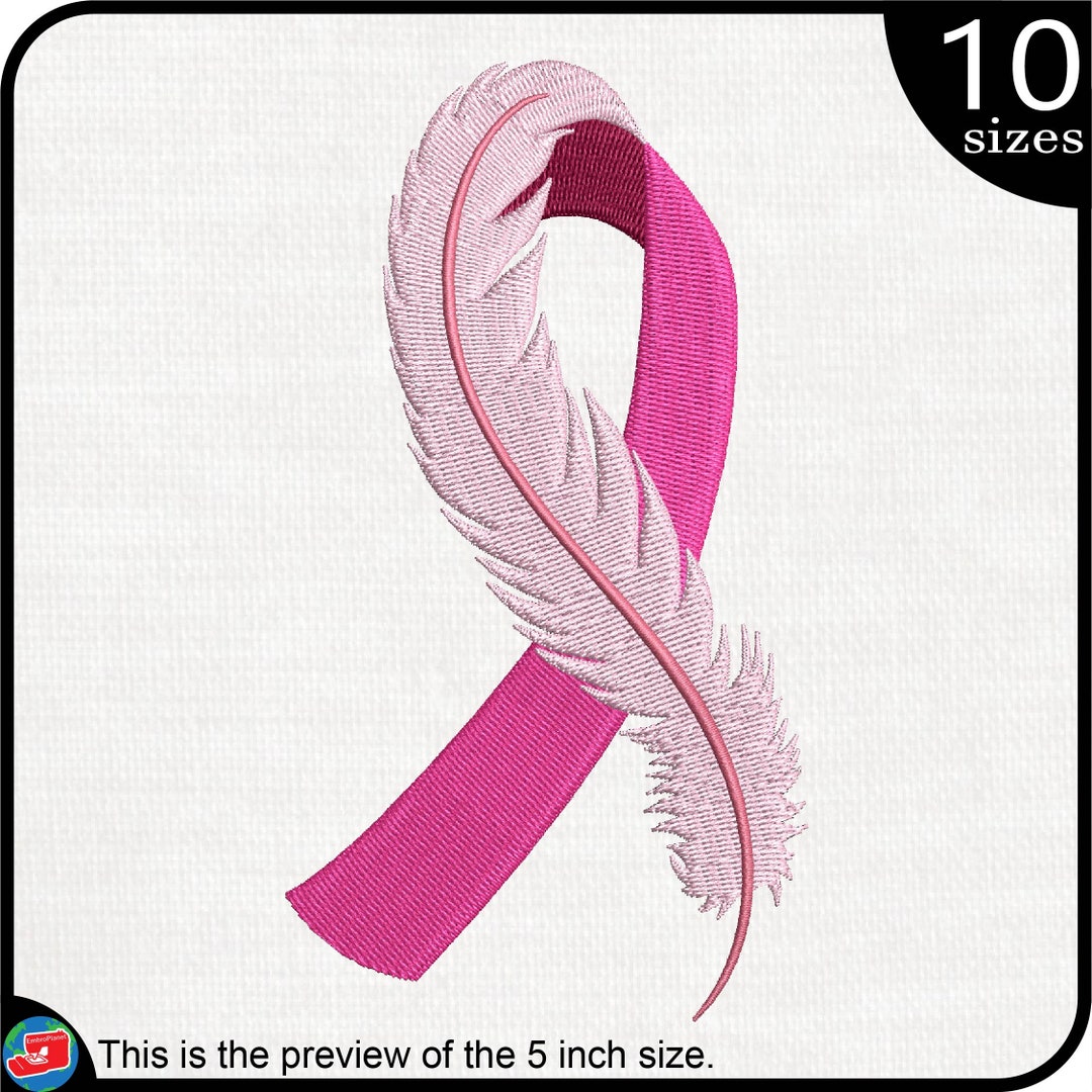 Awareness Ribbon With Feather - Design for Embroidery Machine Instant ...