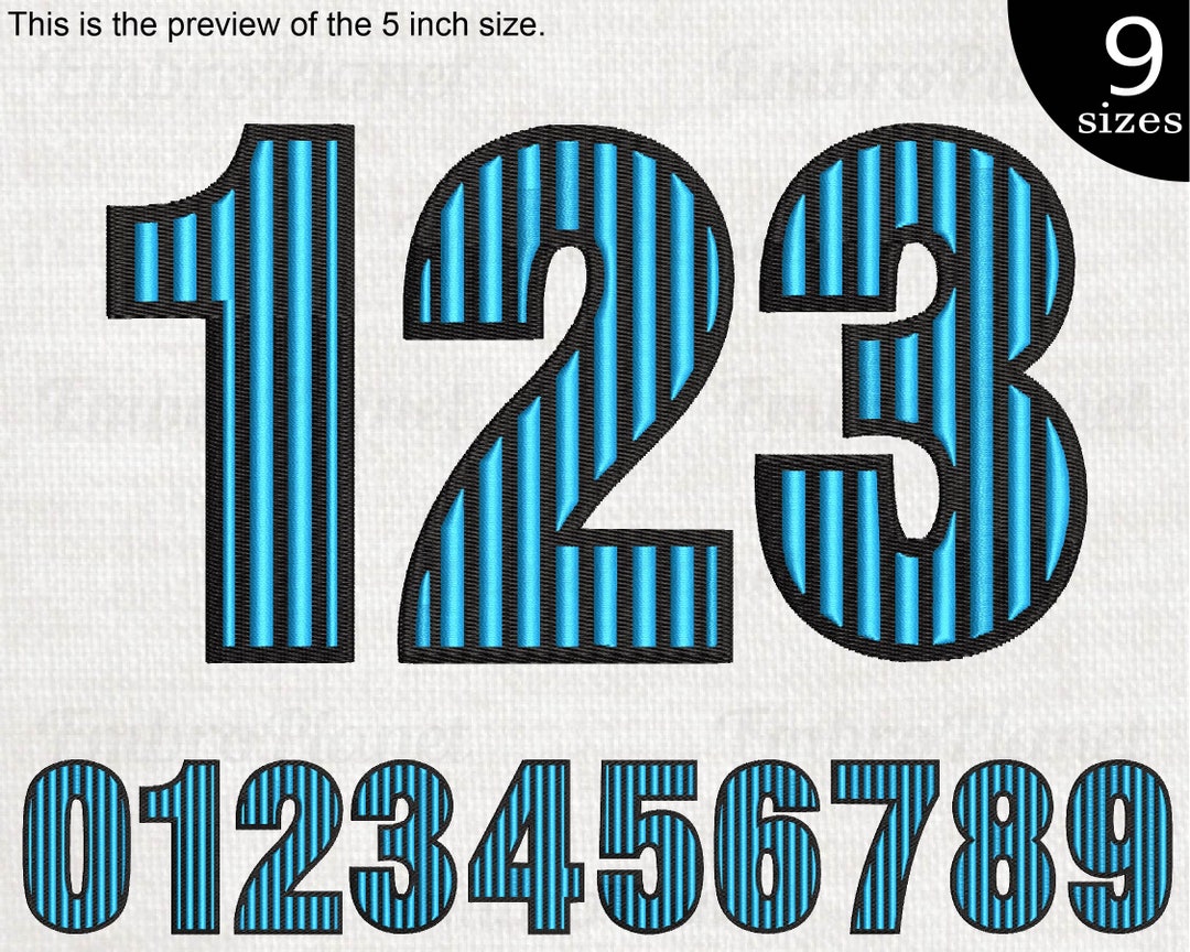 Straight Stripe Lines Numbers - Designs for Embroidery Machine Instant ...