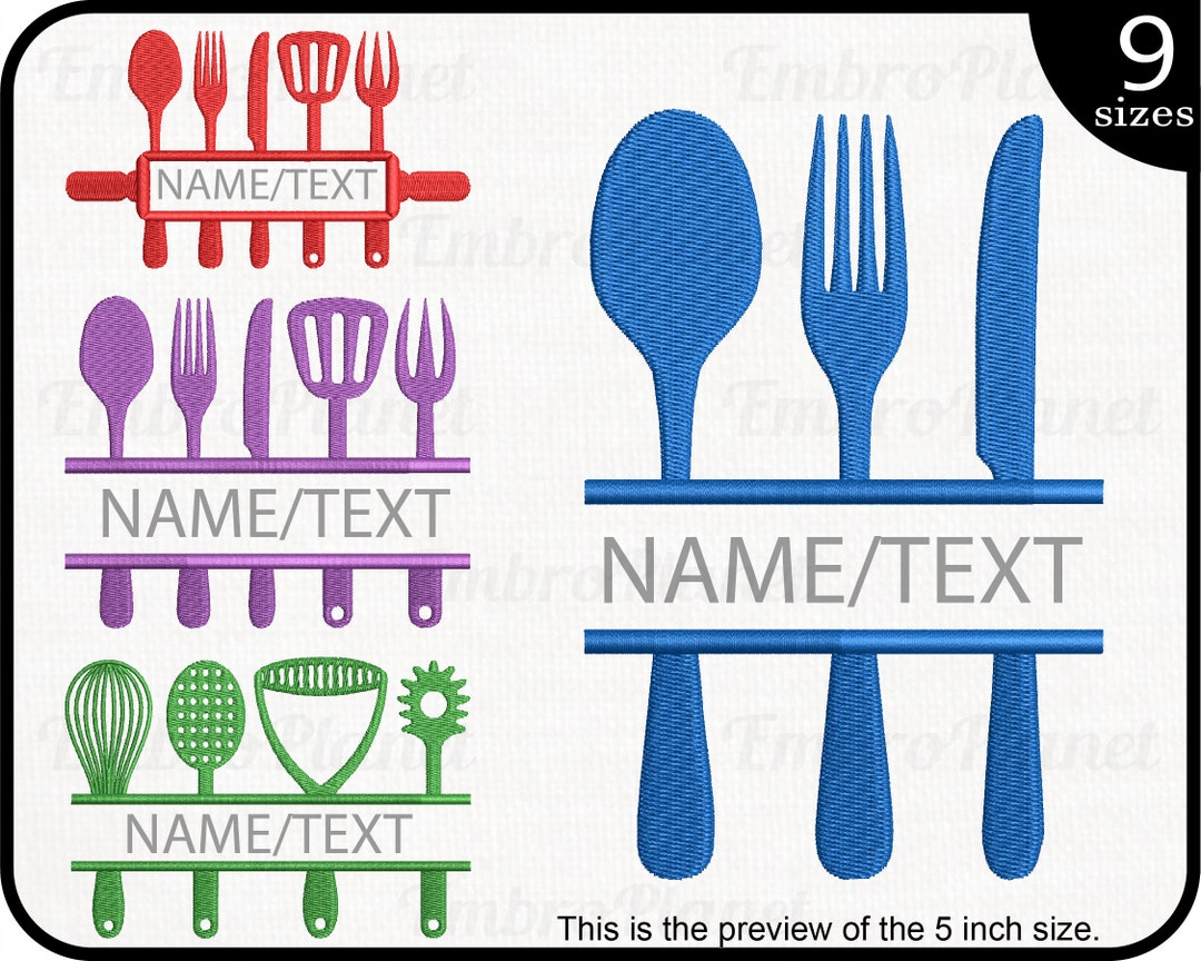 Kitchen Utensil Split Embroidery Design - Instant Download (9 Sizes) - Etsy
