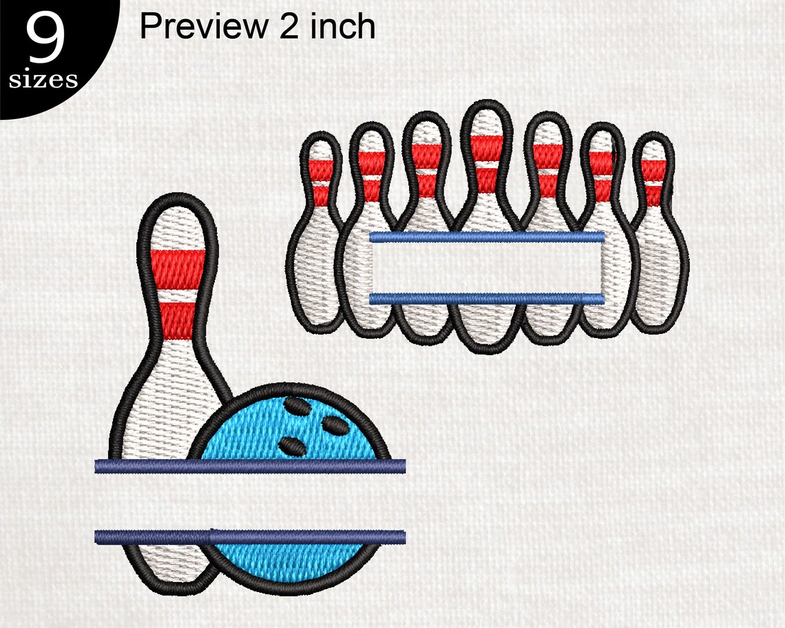 Split Bowling Designs for Embroidery Machine Digital Graphic - Etsy
