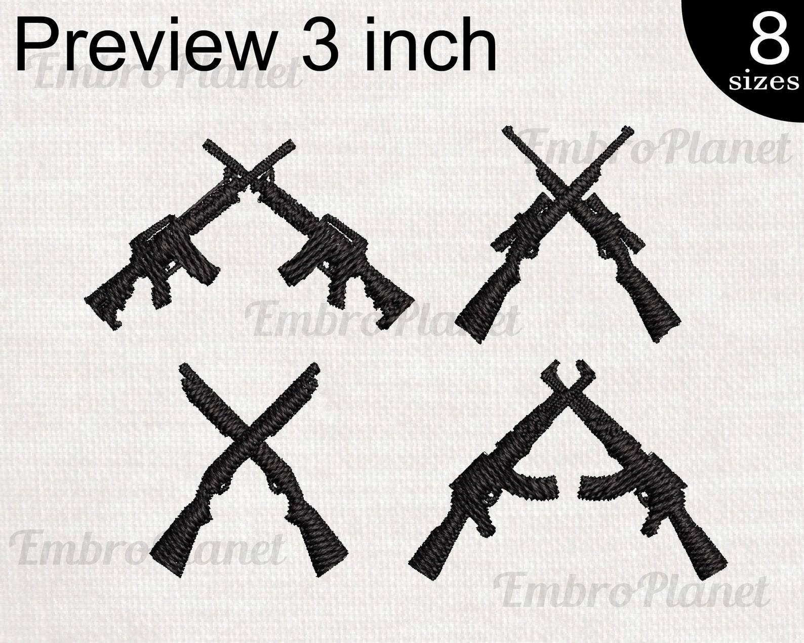 Guns Pattern - Design for Embroidery Machine Instant Download Digital ...
