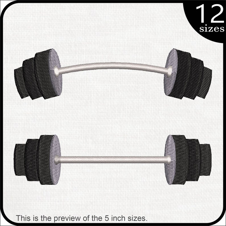 Barbell Embroidery Designs – Gym Weight Stitch Files (digital Download ...