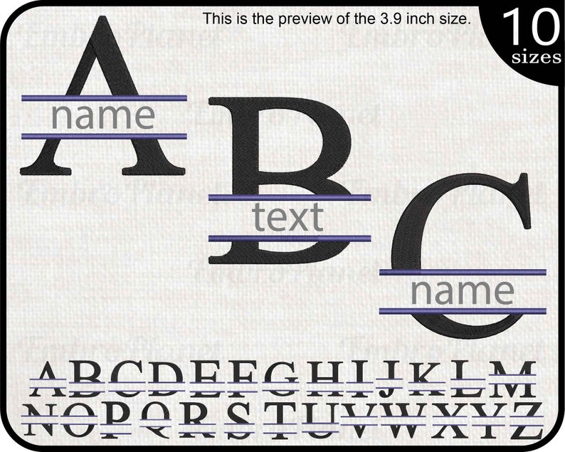 Split Font Designs for Embroidery Machine Instant Download - Etsy