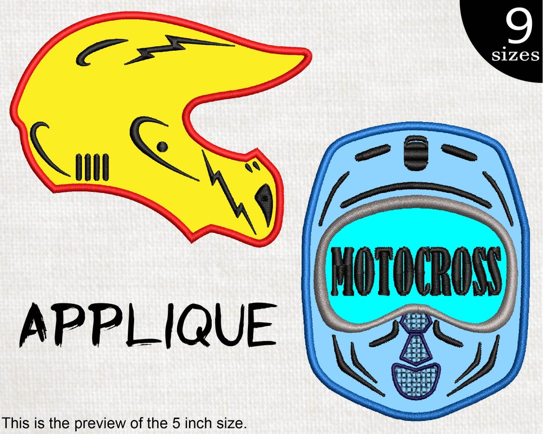 Applique Motocross Helmets - Design for Embroidery Machine Instant ...