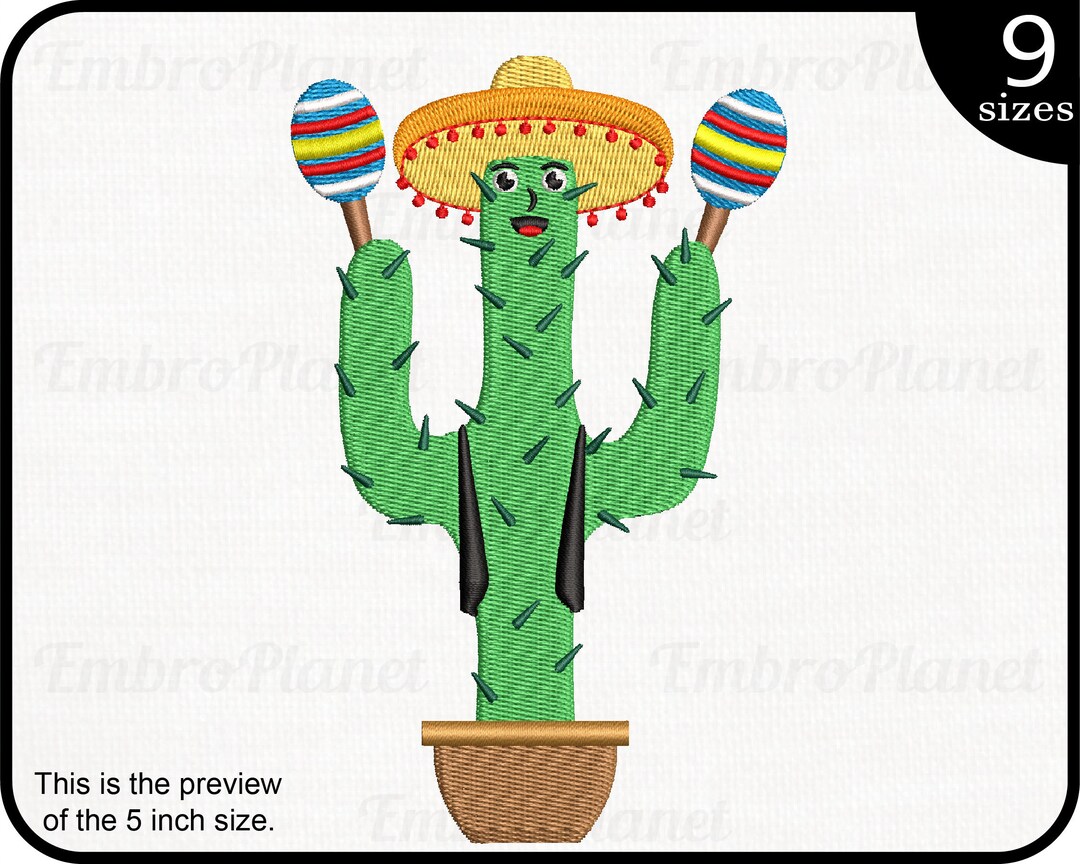 Mexican Cactus - Design for Embroidery Machine Instant Download Digital ...