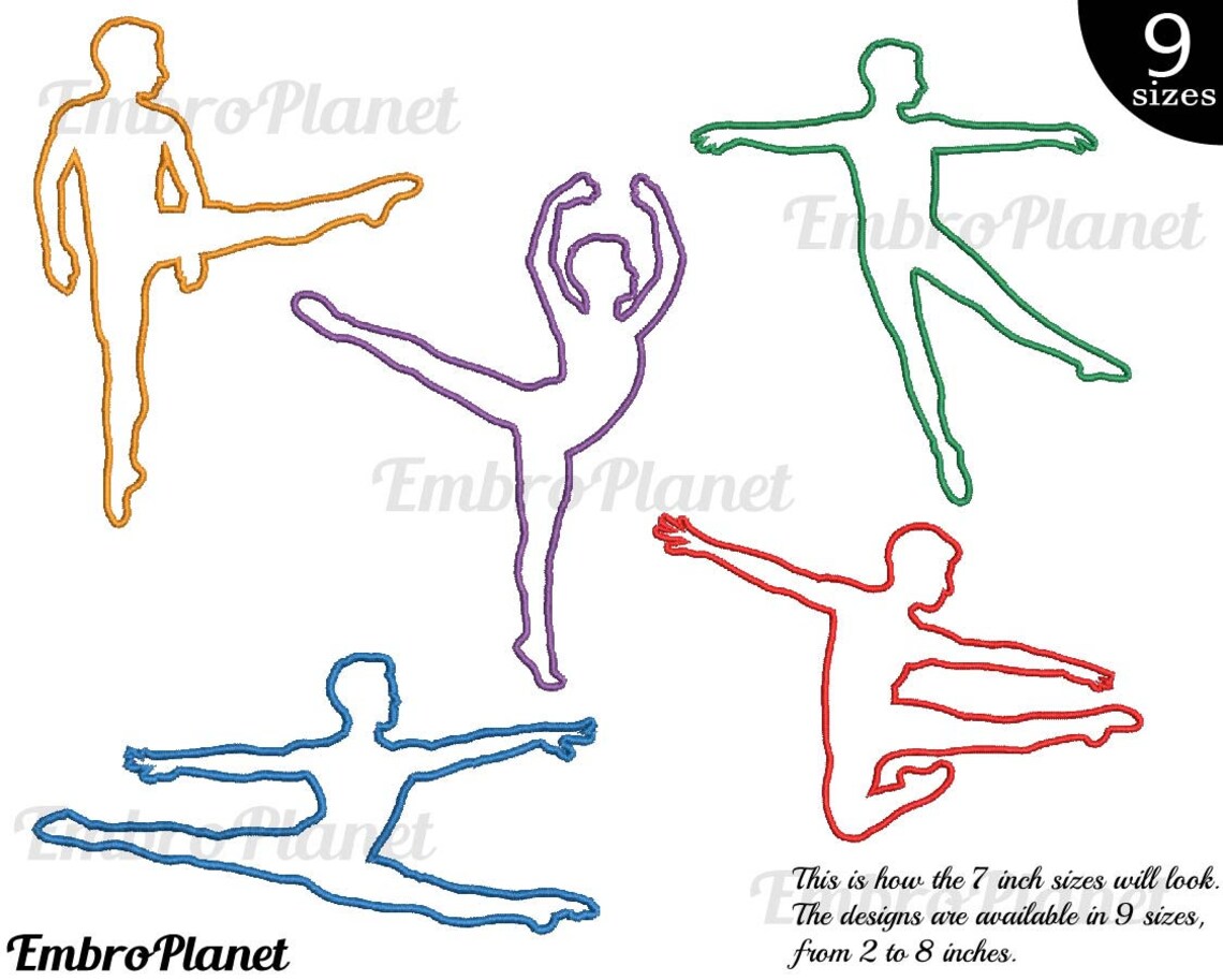 Applique Male Ballet Dancers Applique Designs for Embroidery | Etsy