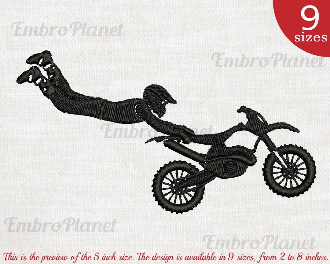 Flying Motocross Biker Embroidery Design – 9 Sizes (digital Download ...