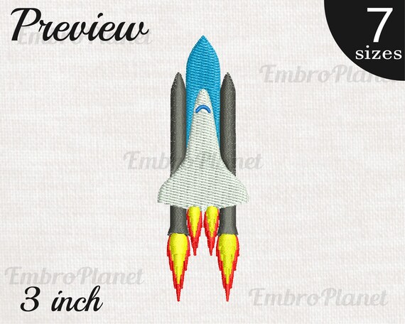 Spaceship rocket machine embroidery design 2/3/4 inch instant download ...