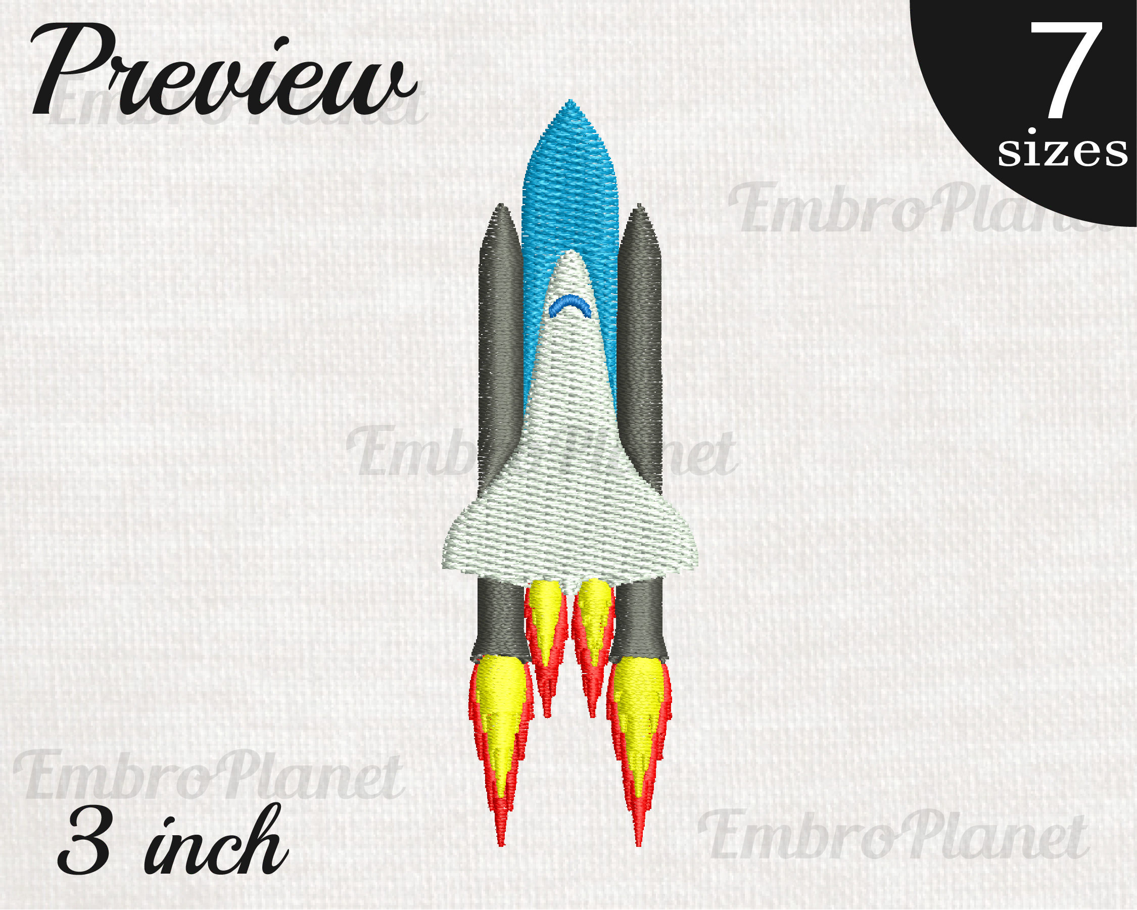 Spaceship Embroidery Design – Space Shuttle Applique Pattern (digital ...