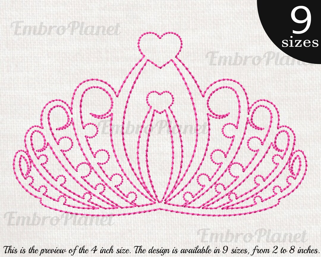 Outline Tiara - Design for Embroidery Machine Instant Download Digital ...