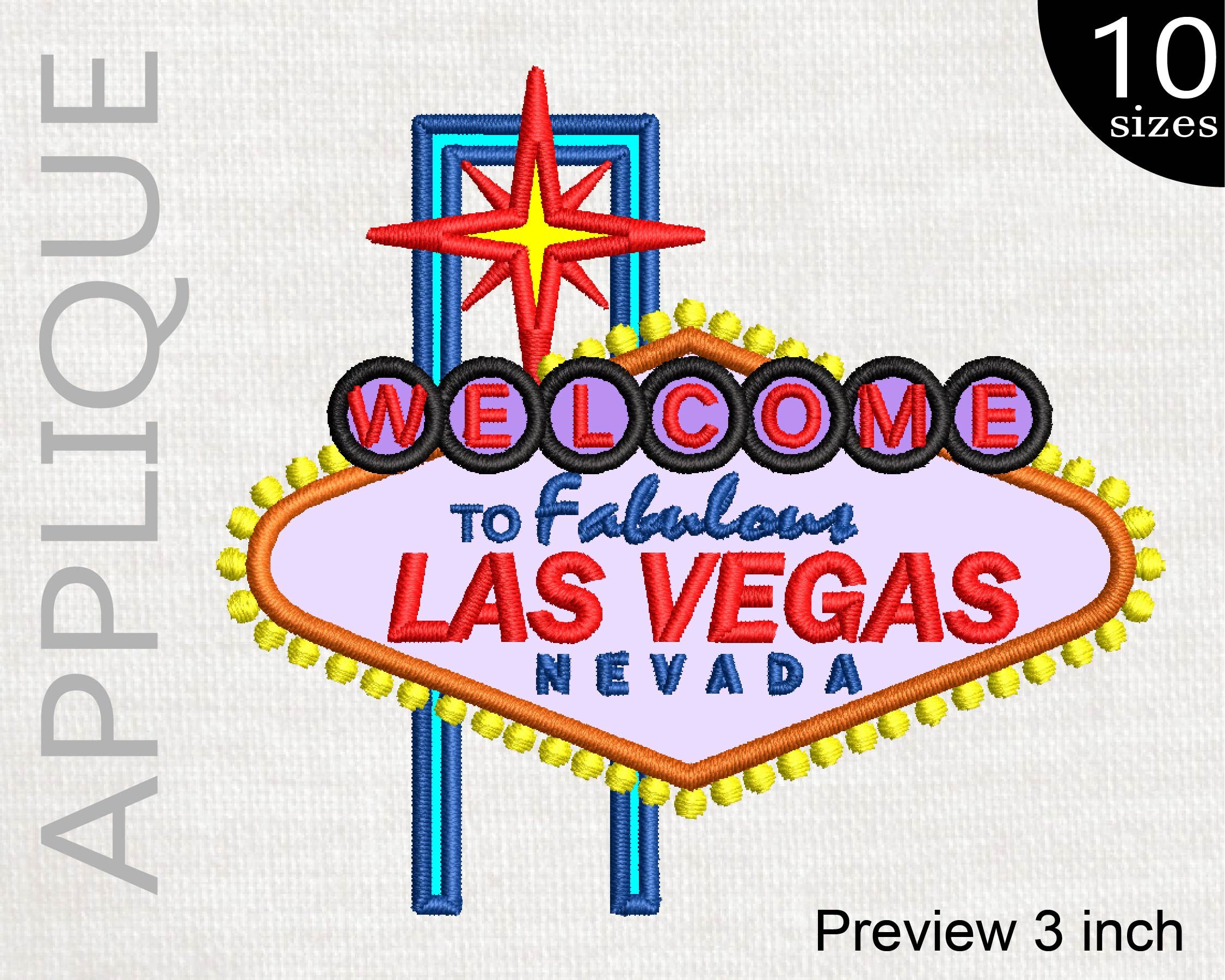 Applique Las Vegas Sign - Design for Embroidery Machine Instant ...