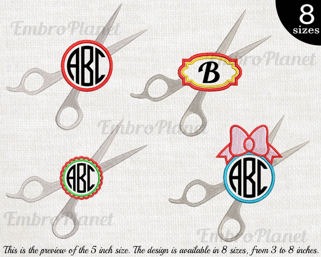 Scissors Frames - Design for Embroidery Machine Instant Download ...