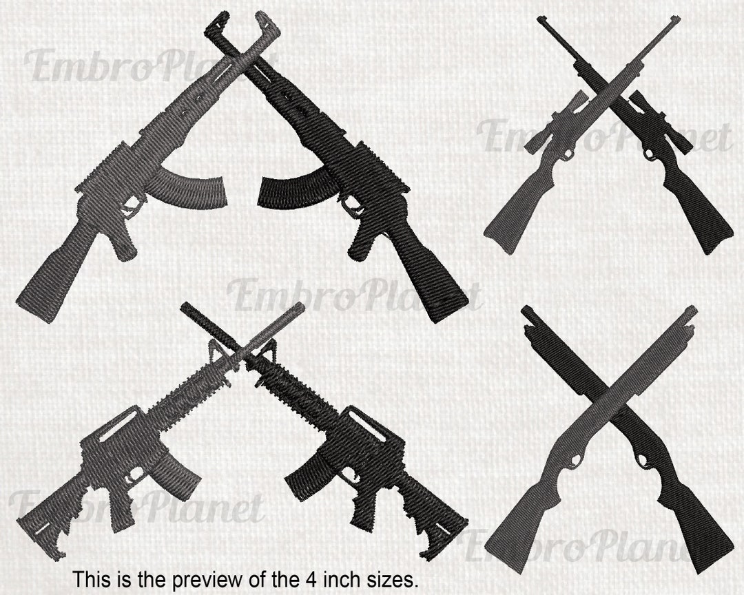 Crossed Guns - Designs for Embroidery Machine Instant Download Digital ...