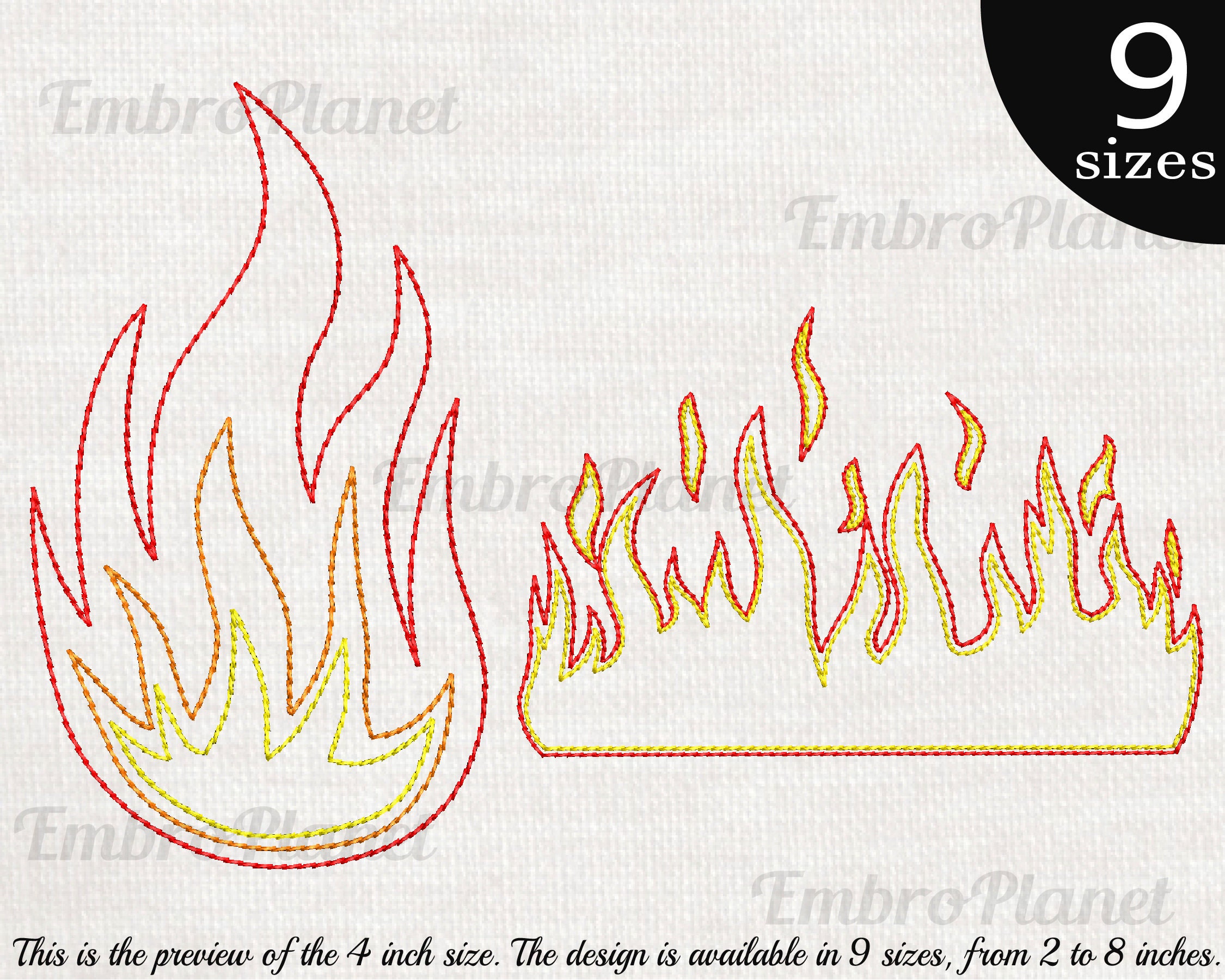 Outline Fire Embroidery Design - Flames Icon (digital Download) - Etsy