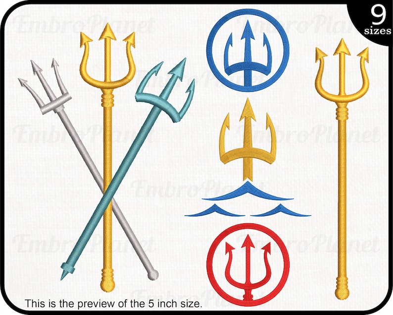 Trident Designs for Embroidery Machine Instant Download - Etsy