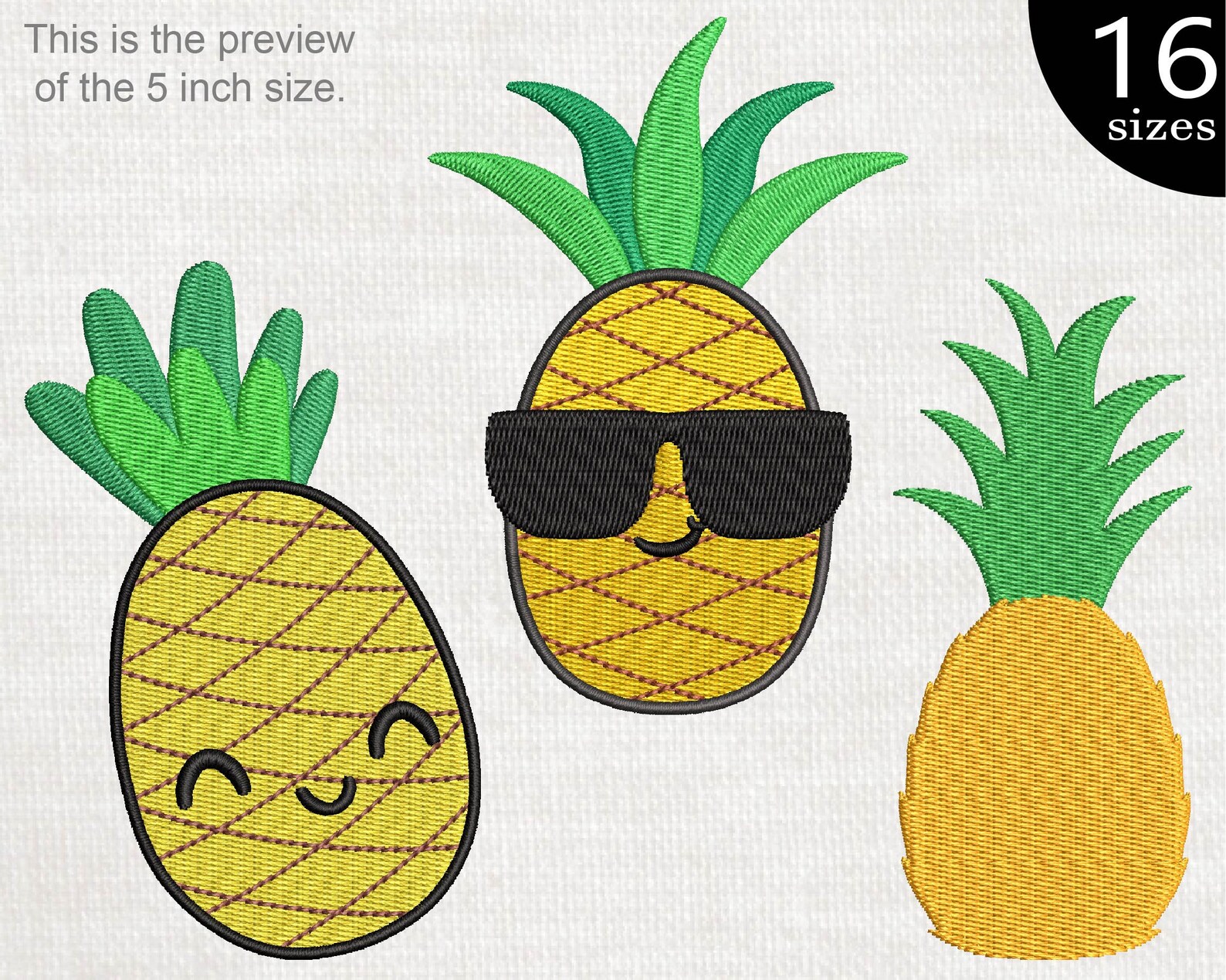 Pineapples Design for Embroidery Machine Digital Graphic File Stitch ...
