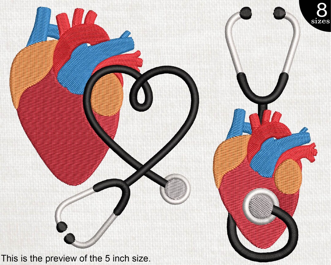 Heart and Stethoscope Design for Embroidery Machine Instant Download ...