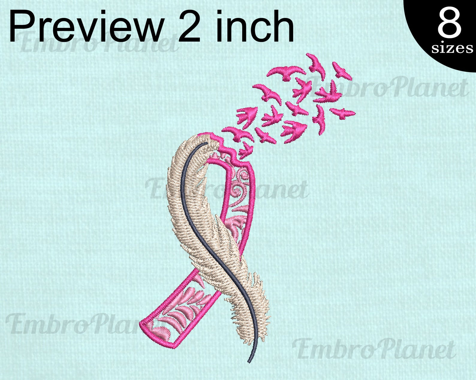 Awareness Ribbon Feather Design for Embroidery Machine - Etsy