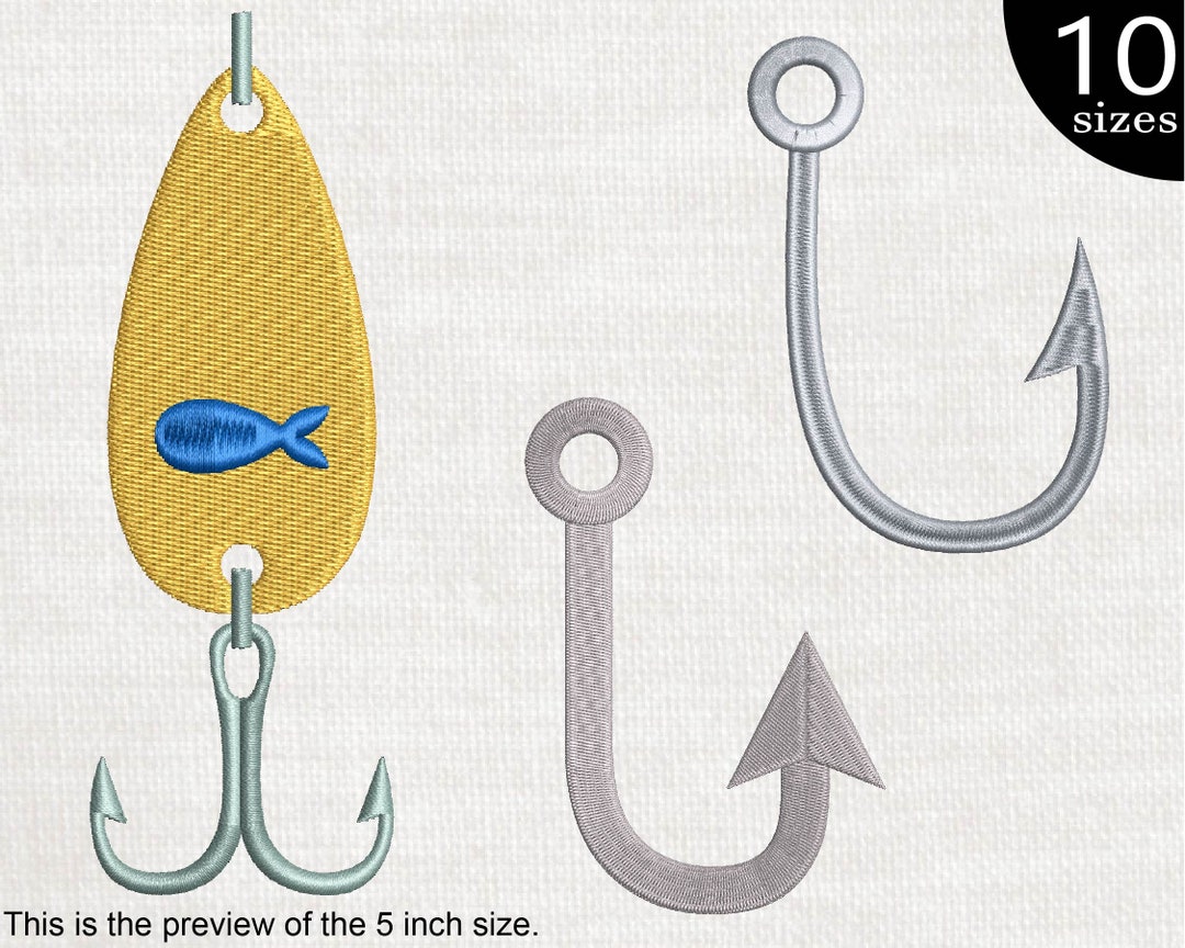 Fishing Hook - Designs for Embroidery Machine Instant Download Digital ...