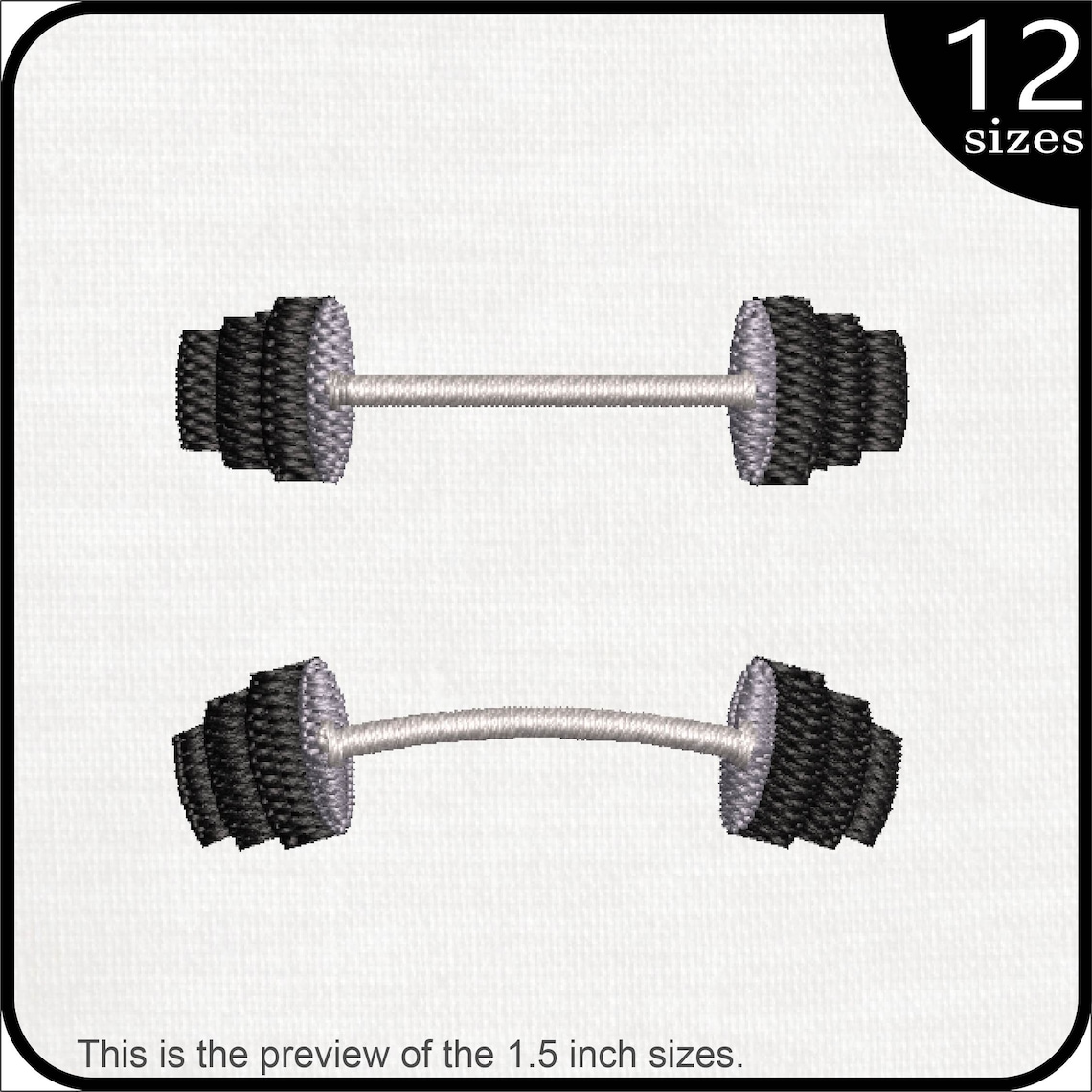 Barbell Embroidery Designs – Gym Weight Stitch Files (digital Download ...