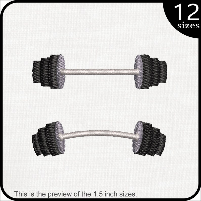 Barbell Embroidery Designs – Gym Weight Stitch Files (digital Download ...