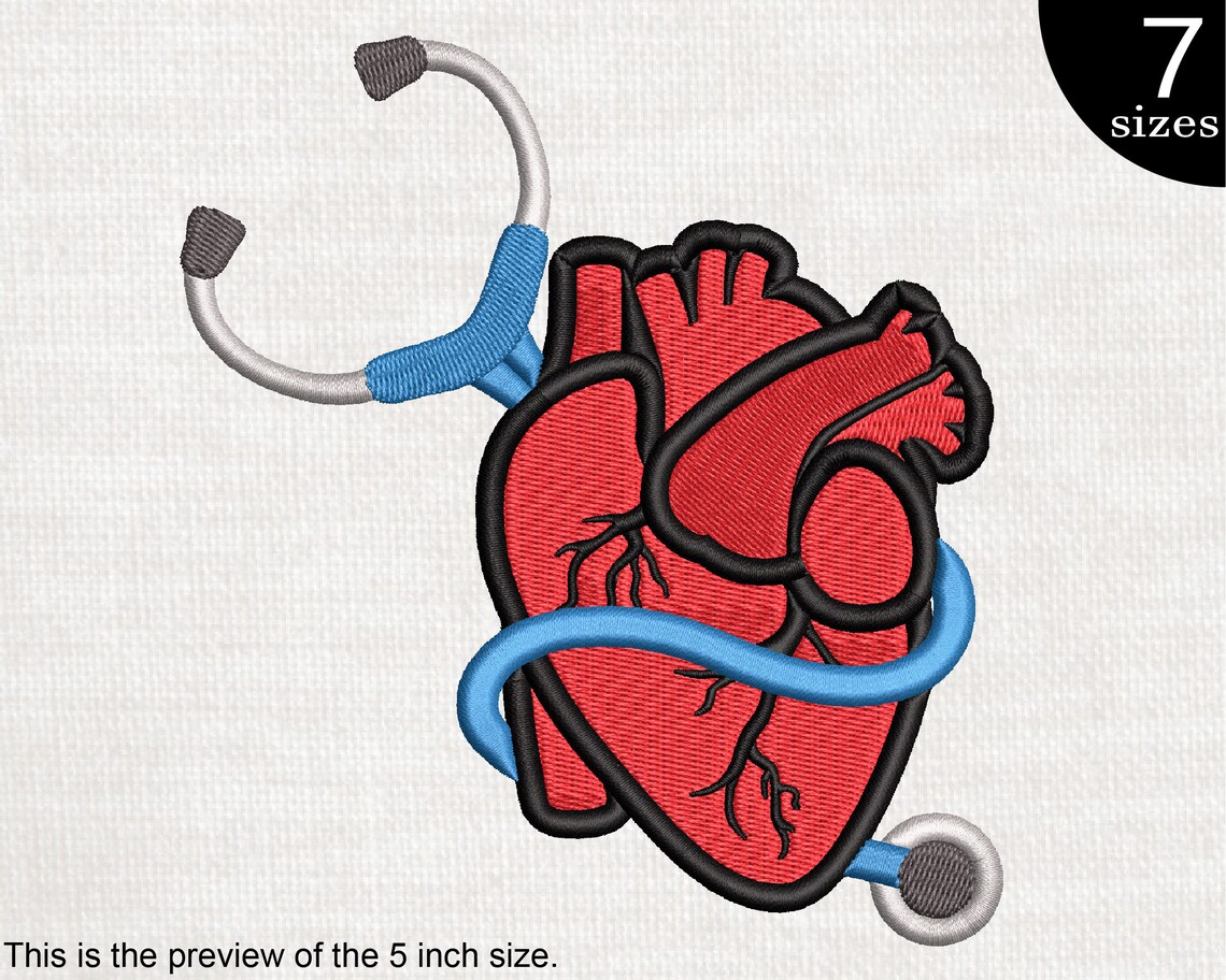 Heart and Stethoscope Design for Embroidery Machine Instant | Etsy