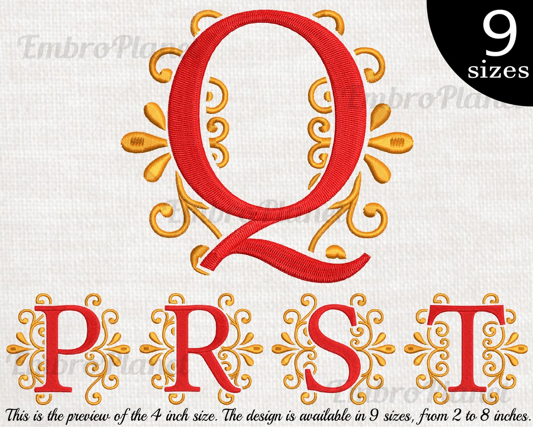 V5 Regal Letters PQRST - Designs for Embroidery Machine Instant ...