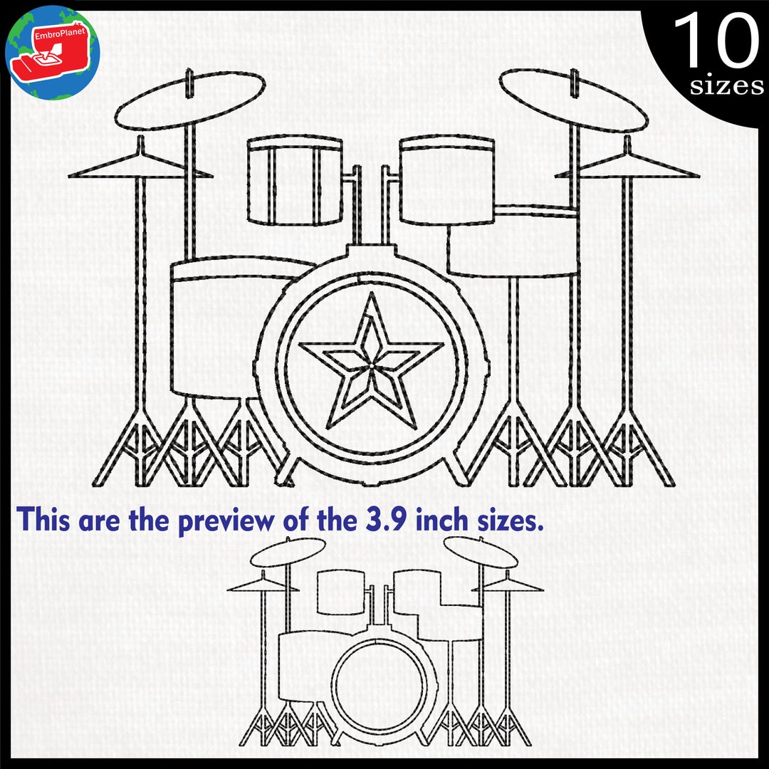 Outline Drums Rock Music Designs Files for Embroidery Machine Music ...