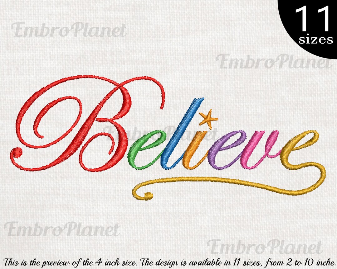 Color Believe - Design for Embroidery Machine, Instant Download Digital ...