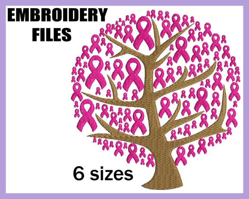 Breast Cancer Ribbons Tree Design for Embroidery Machine | Etsy
