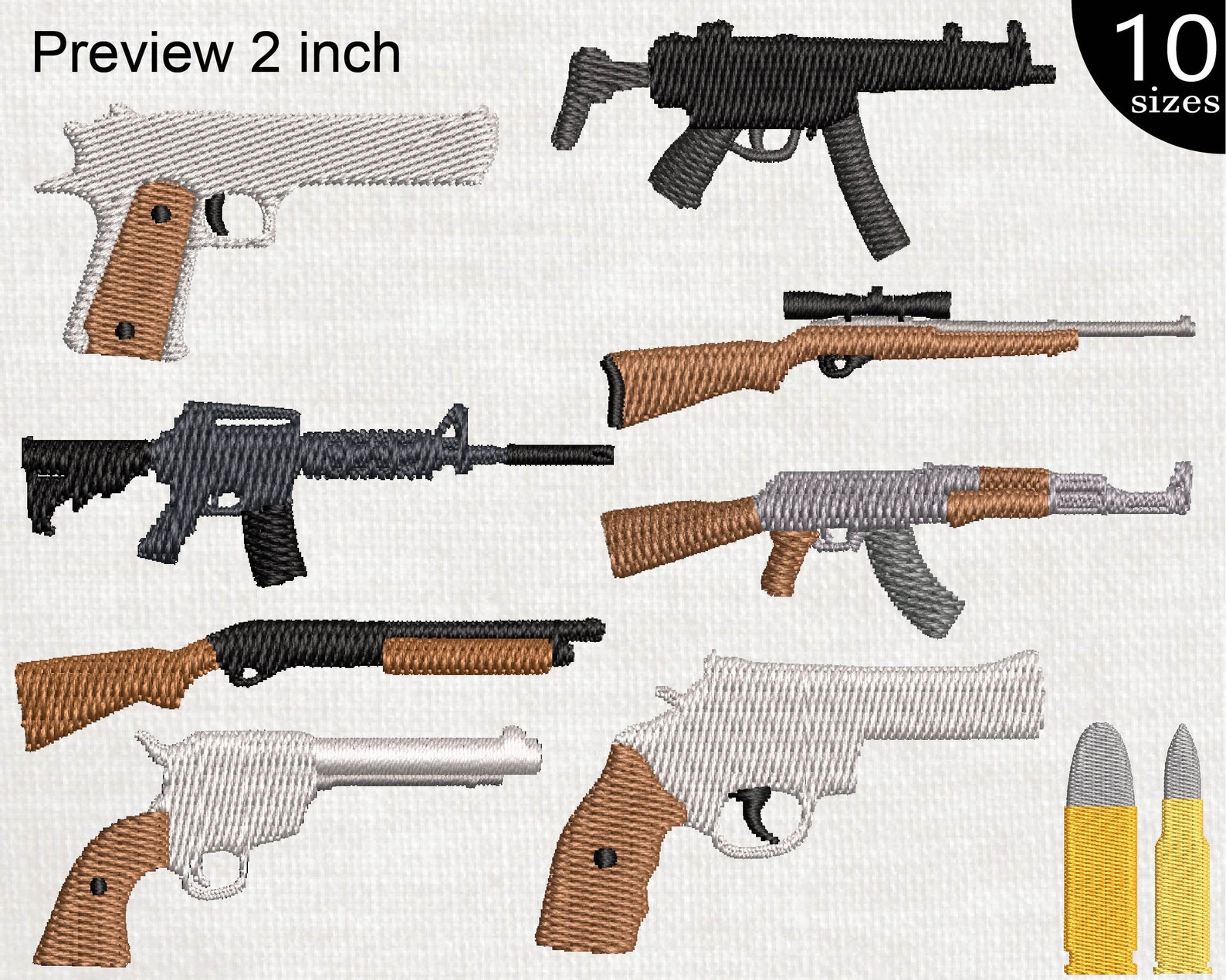 Guns Designs for Embroidery Machine Instant Download Digital - Etsy