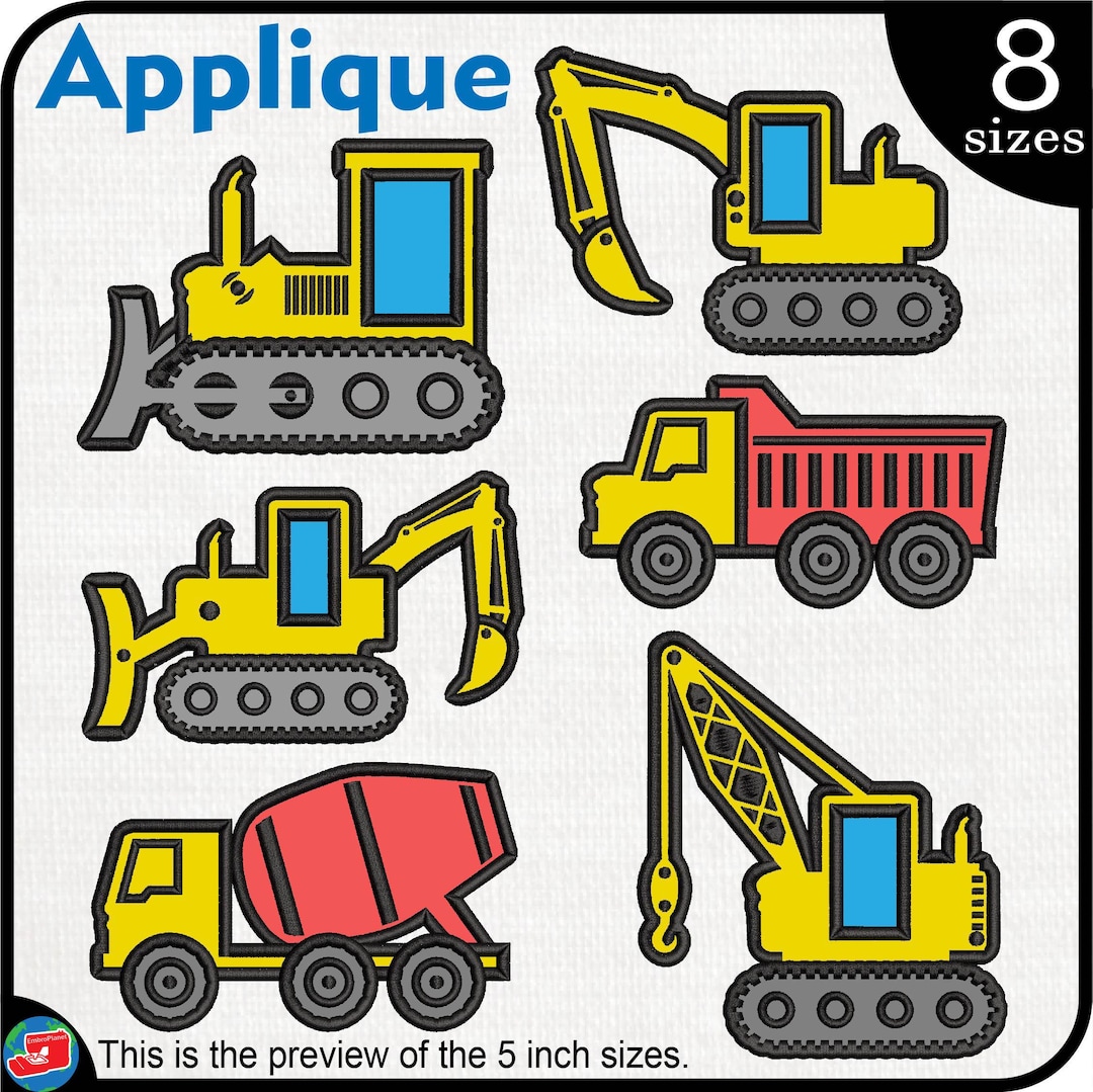 Applique Construction Machines- Designs for Embroidery Machine Instant ...
