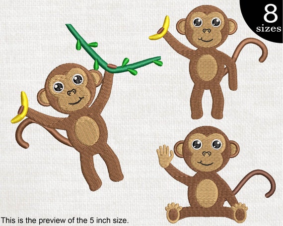 Monkeys Design for Embroidery Machine Instant Download - Etsy