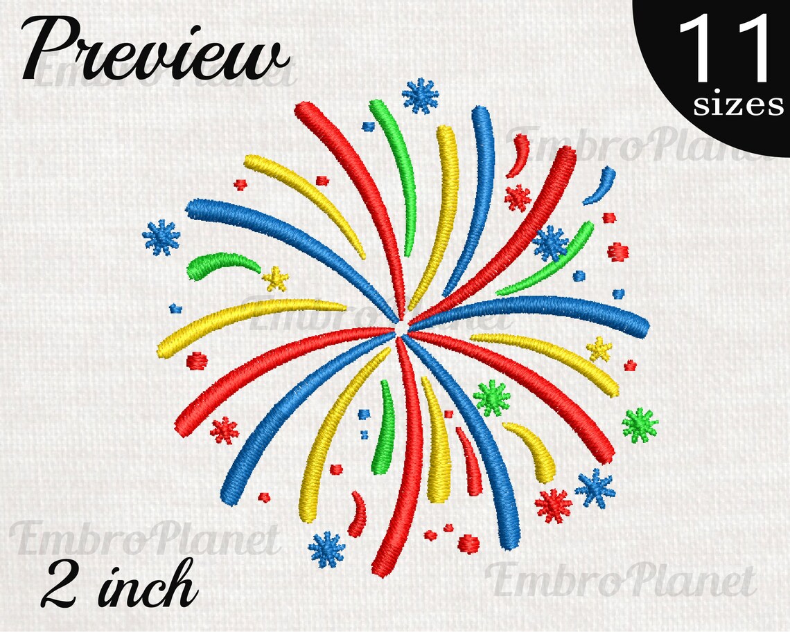 Fireworks Design for Embroidery Machine Digital Graphic File | Etsy