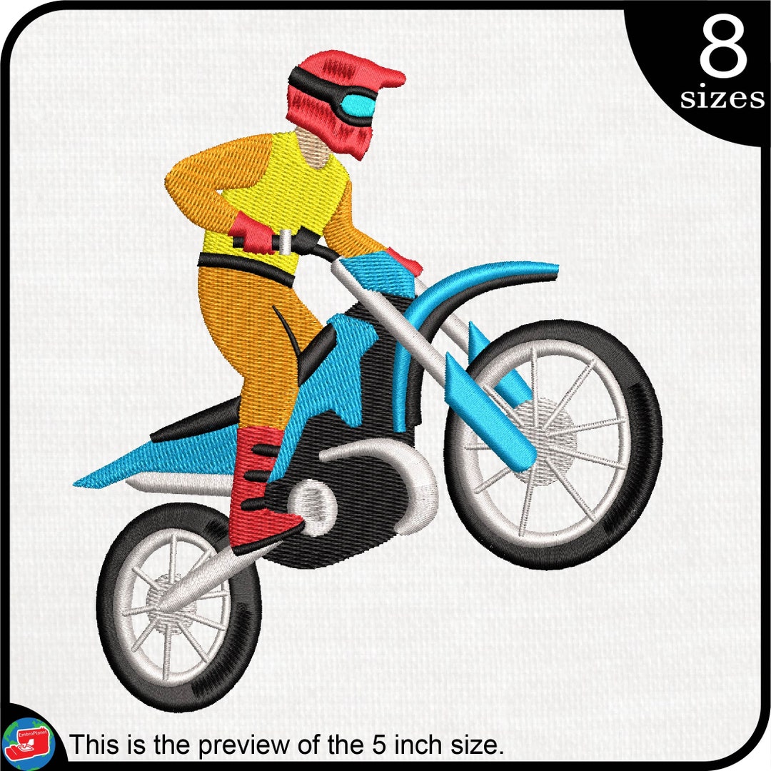 Motocross Biker - Design for Embroidery Machine Instant Download ...