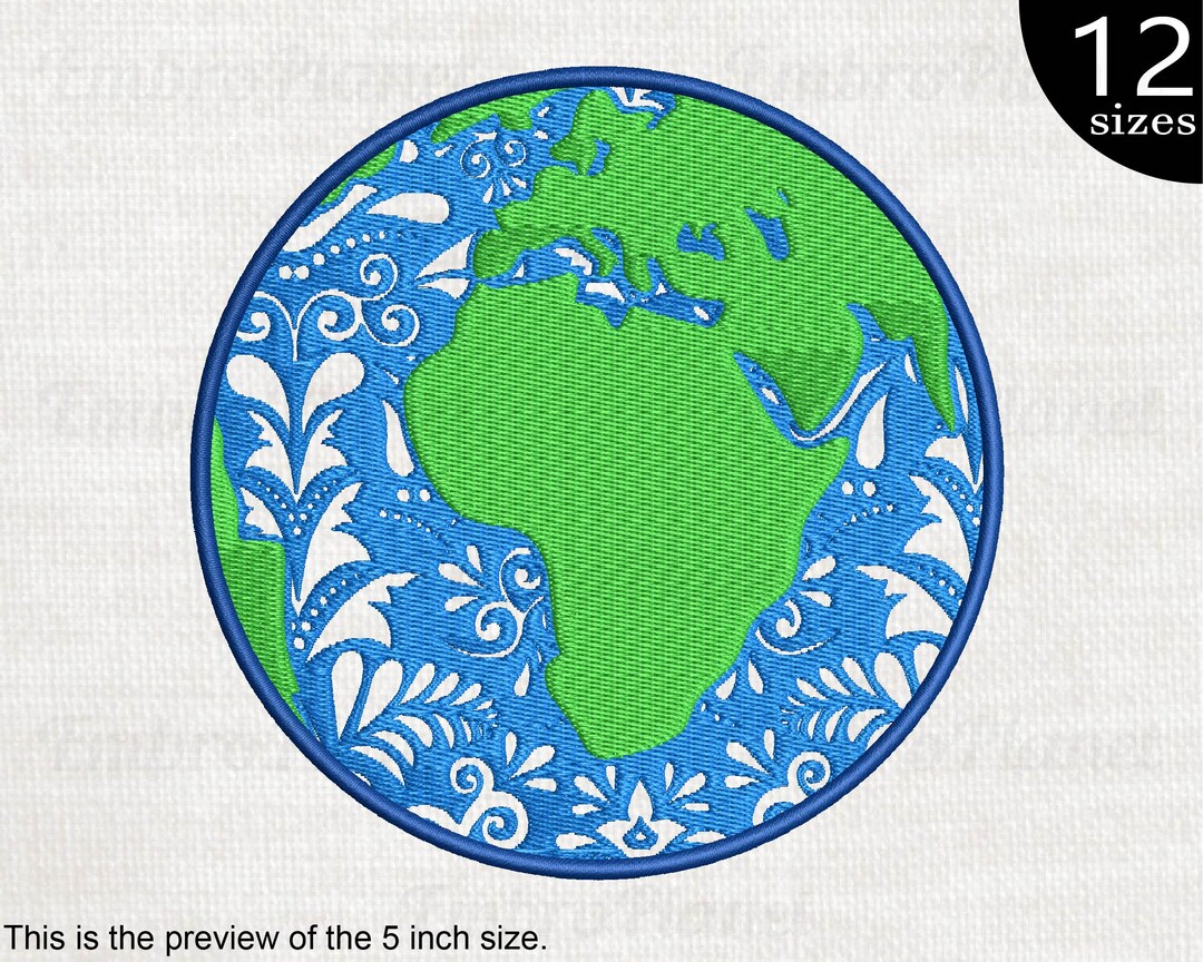 Zentangle Planet Earth - Design for Embroidery Machine Instant Download ...