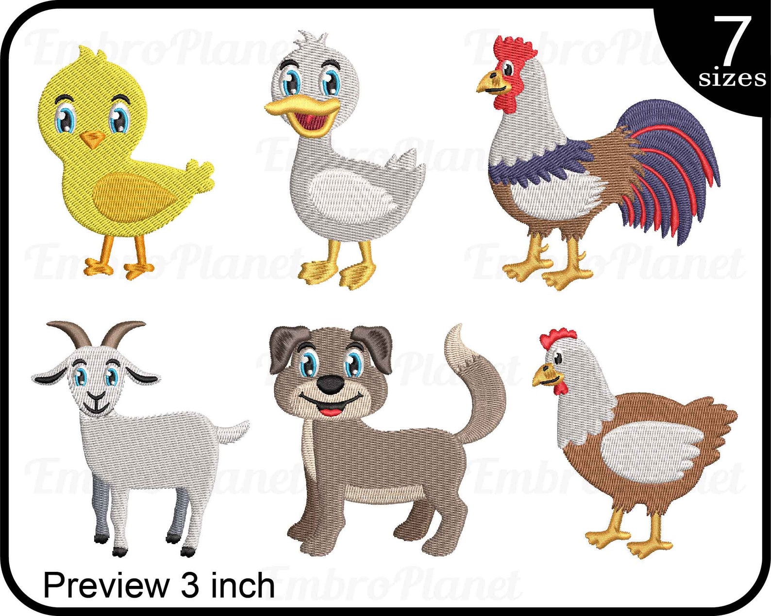 Farm Animals Designs for Embroidery Machine Instant Download - Etsy