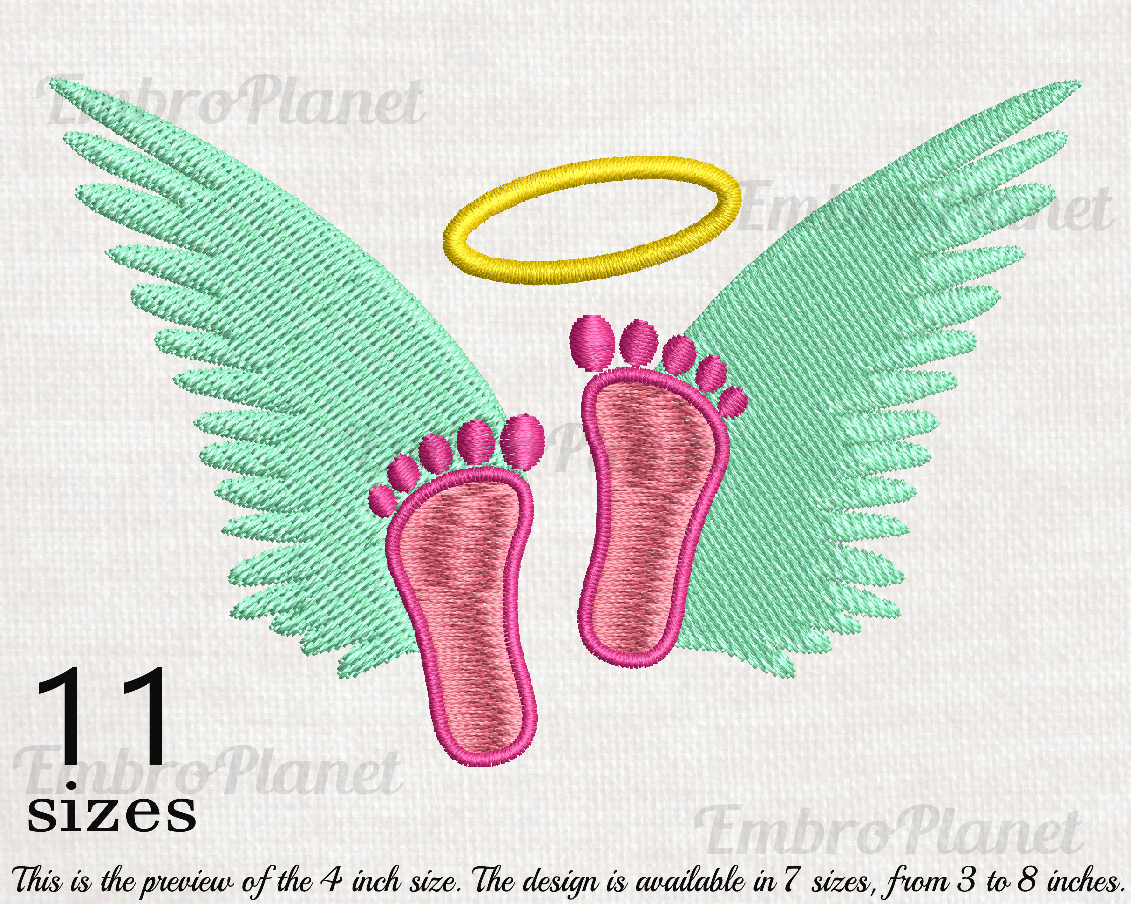 Baby Girl Feet Angel Wings Design for Embroidery Machine | Etsy
