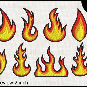 Fires With Outline - Designs for Embroidery Machine Instant Download Digital File Stitch Cartoon ...
