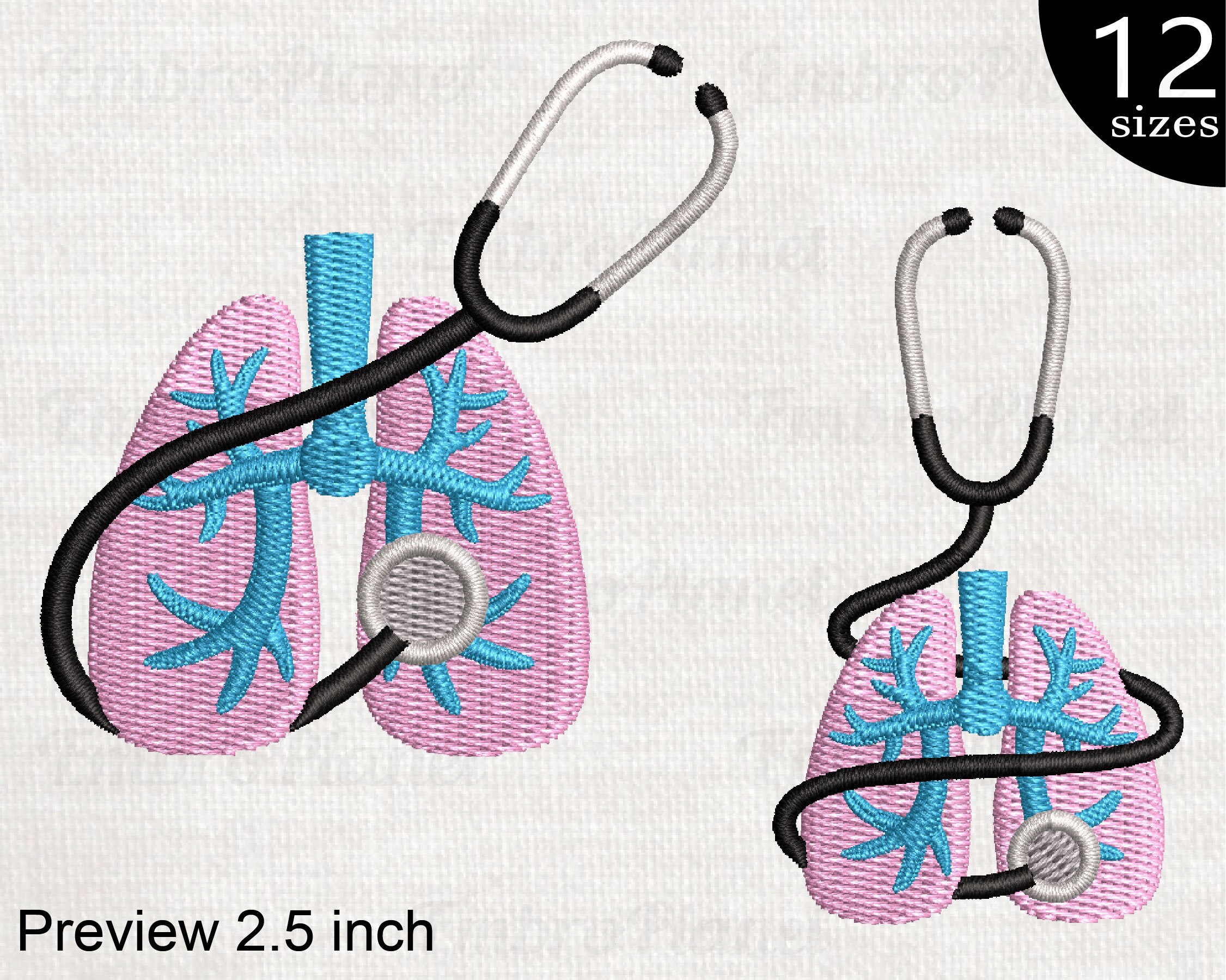 Lungs and Stethoscope Design for Embroidery Machine Instant - Etsy