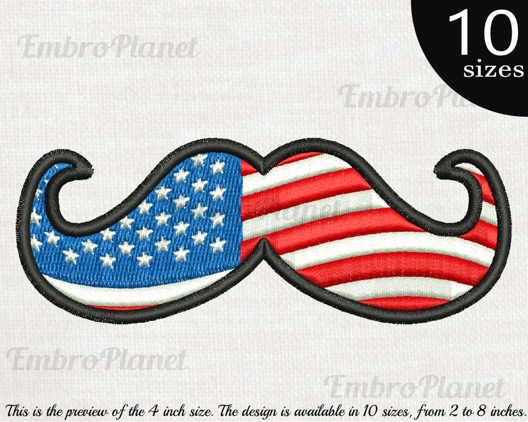 USA Flag Mustache Embroidery Design (digital Download) - Etsy