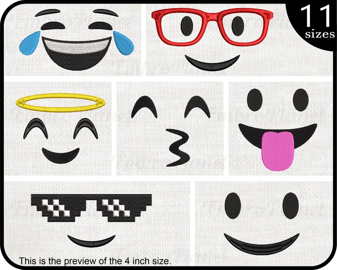 Kawaii Faces - Designs for Embroidery Machine Instant Download Digital ...