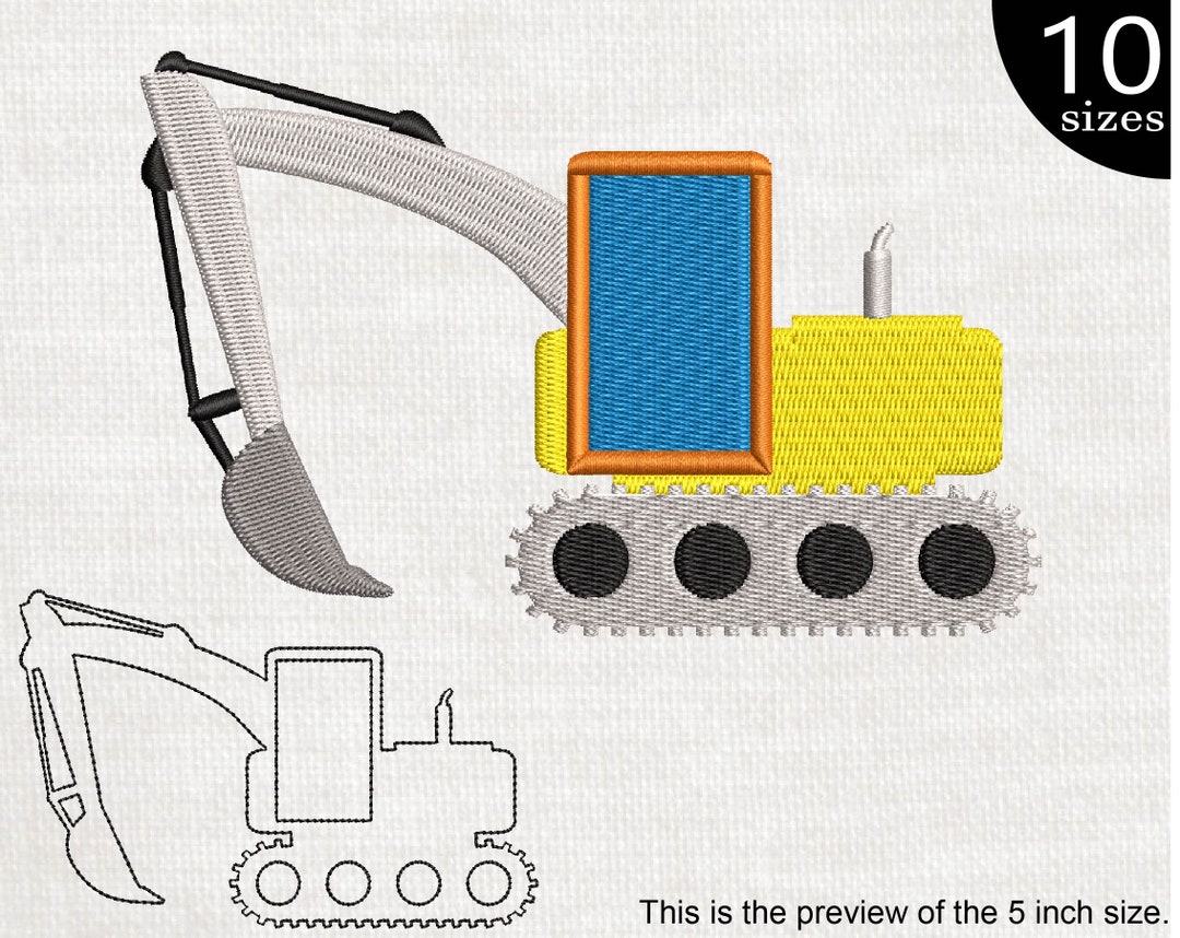 Construction Excavator - Designs for Embroidery Machine Instant ...
